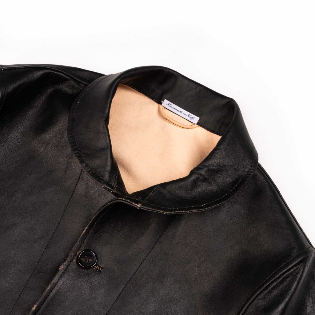 “Cossack” Black Tea-core Leather Jacket - Shangri-la Heritage