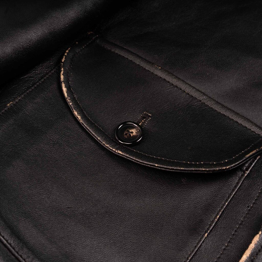 “Cossack” Black Tea-core Leather Jacket - Shangri-la Heritage