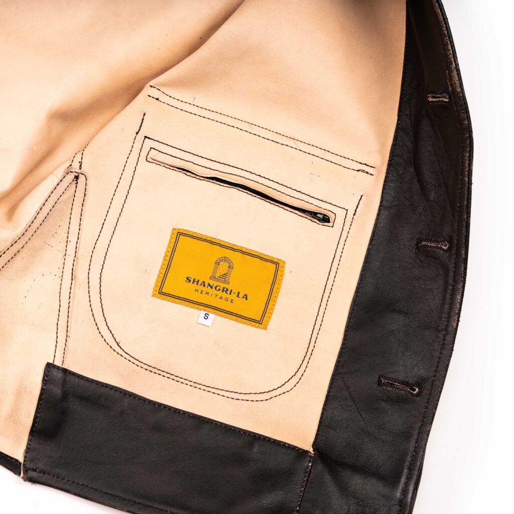 “Cossack” Black Tea-core Leather Jacket - Shangri-la Heritage