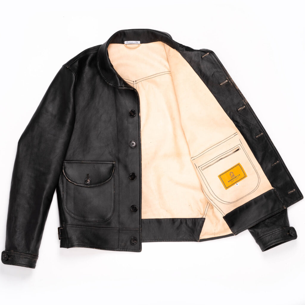 “Cossack” Black Tea-core Leather Jacket - Shangri-la Heritage