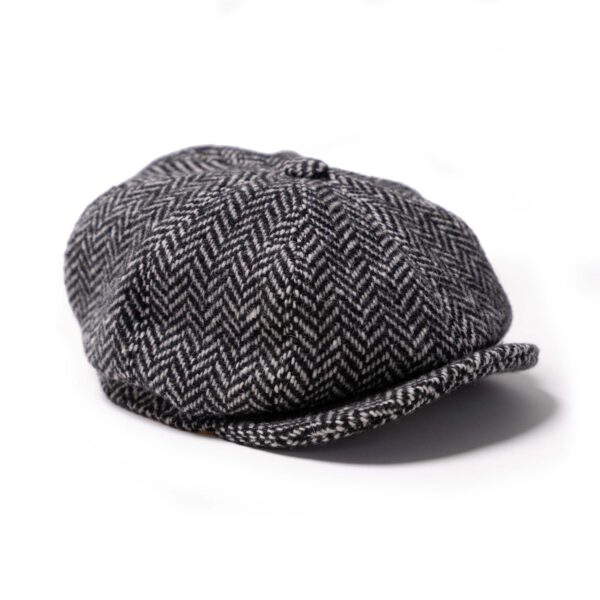 "Outlaw" Grey Herringbone 8 Panel Riders Cap - Shangri-la Heritage