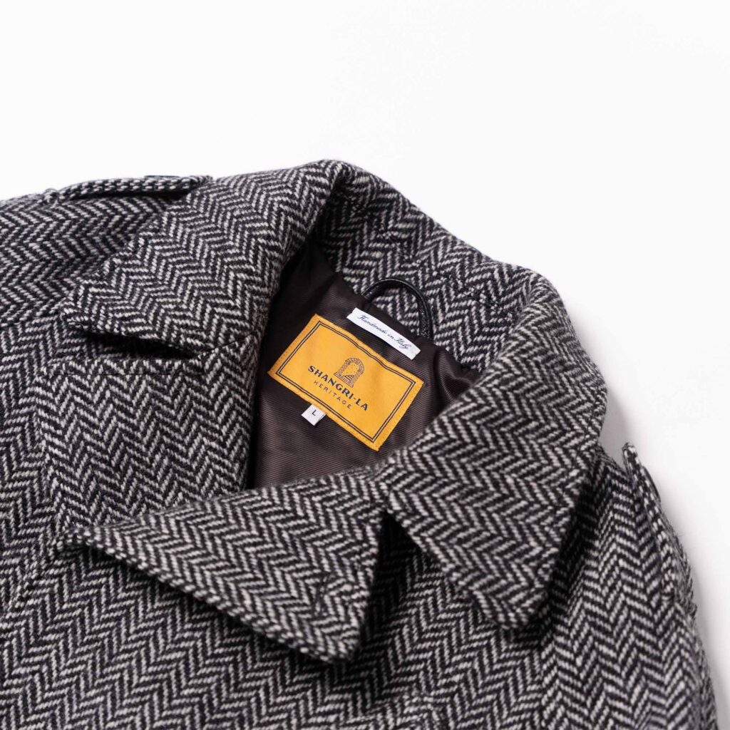 "Stelvio" Grey Herringbone Wool Dispatch Rider Coat - Shangri-la Heritage