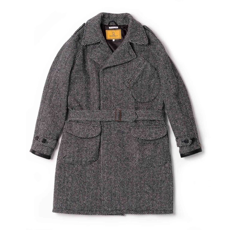 "Stelvio" Grey Herringbone Wool Dispatch Rider Coat - Shangri-la Heritage