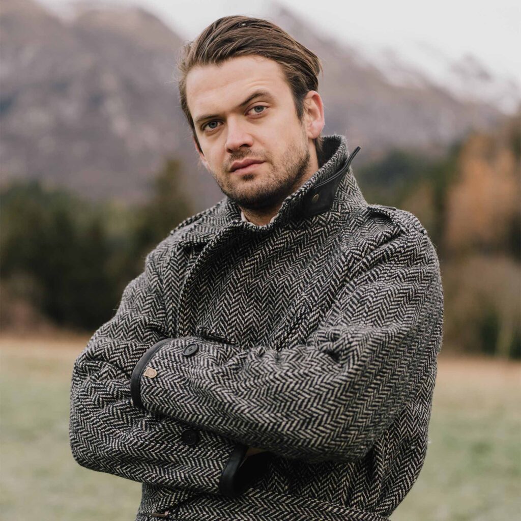 "Stelvio" Grey Herringbone Wool Dispatch Rider Coat - Shangri-la Heritage