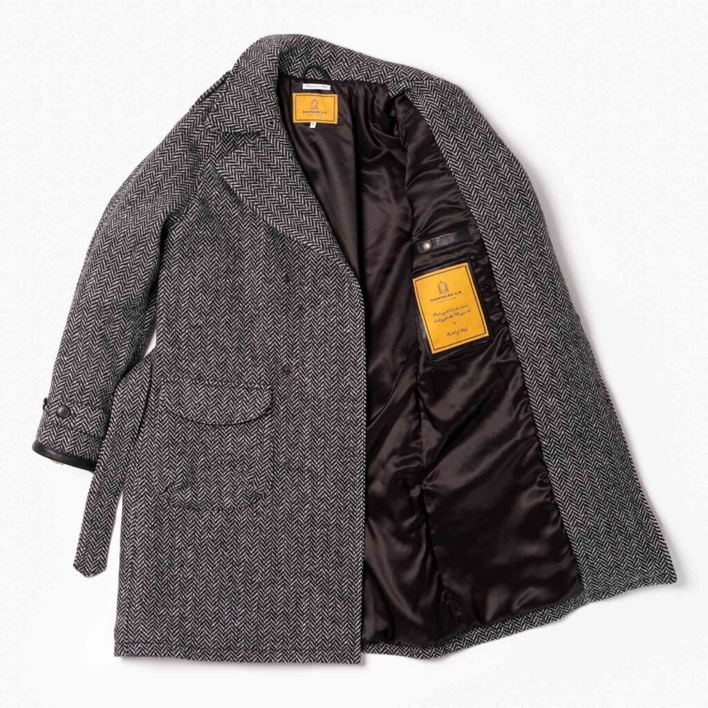 "Stelvio" Grey Herringbone Wool Dispatch Rider Coat - Shangri-la Heritage