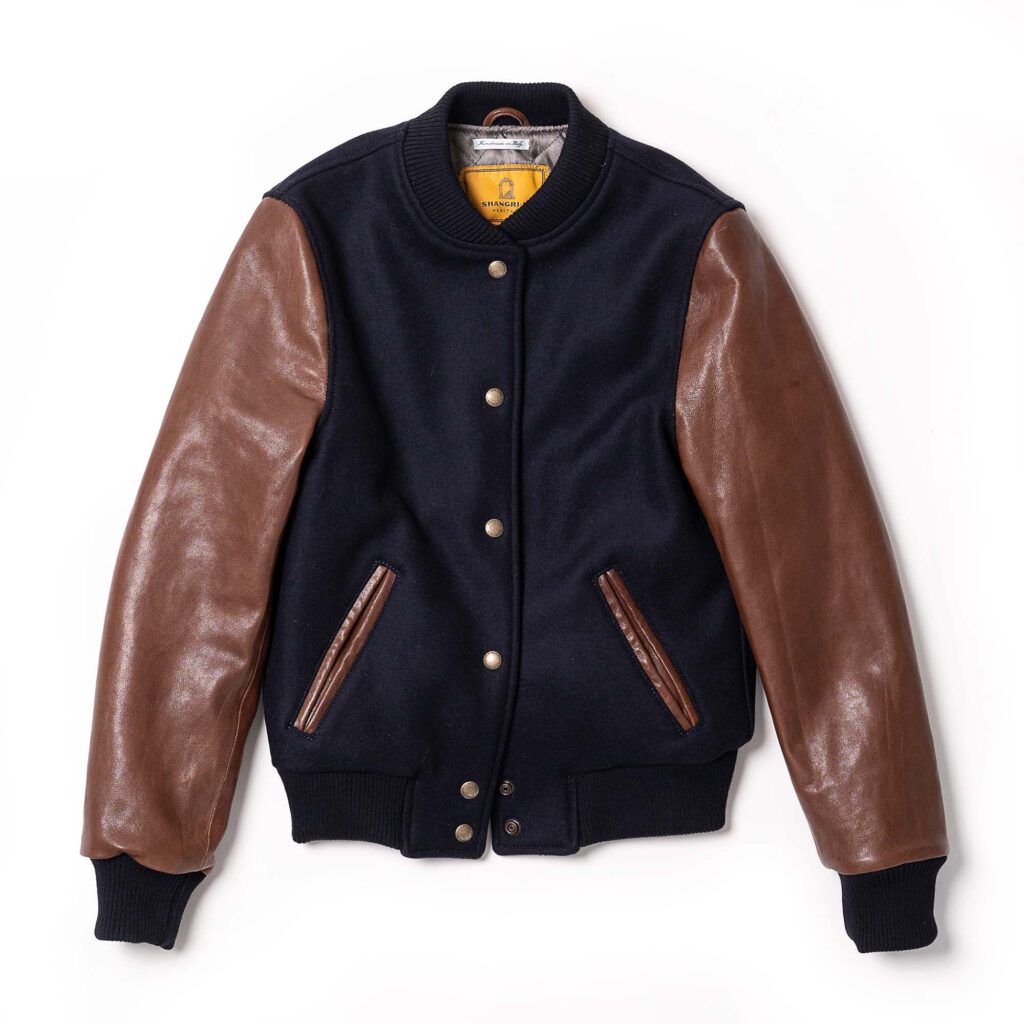 "Varsity" Women's Navy Blue Wool Jacket - Shangri-la Heritage