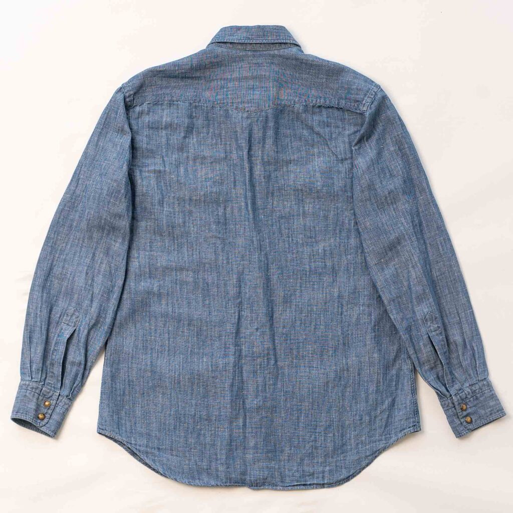 "Gonzo" Light Blue Chambray Linen Western Shirt - Shangri-la Heritage