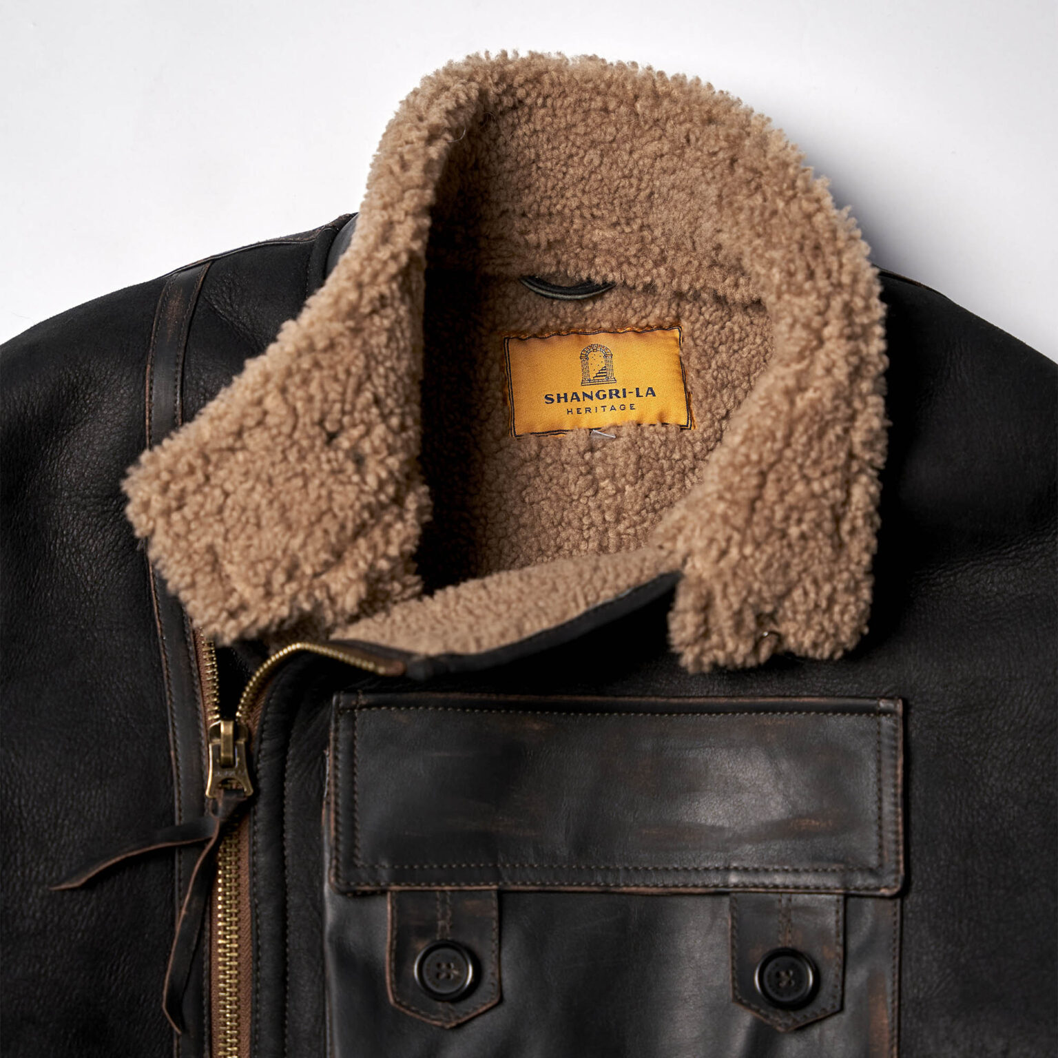“Swedish” Vintage Black Motorcycle Shearling Jacket - Shangri-la Heritage